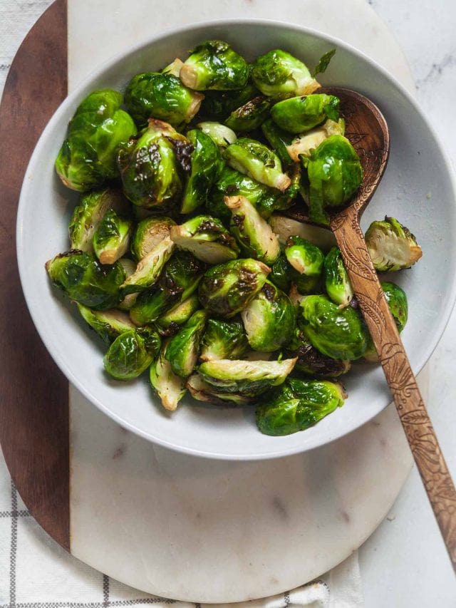 Easy Roasted Frozen Brussels Sprouts | Healthy Delicious